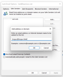 How To Add A Safe Sender To The Safe Sender List In Outlook Desktop Application - isoc.net
