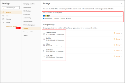 How To View Mailbox Size In OWA - isoc.net